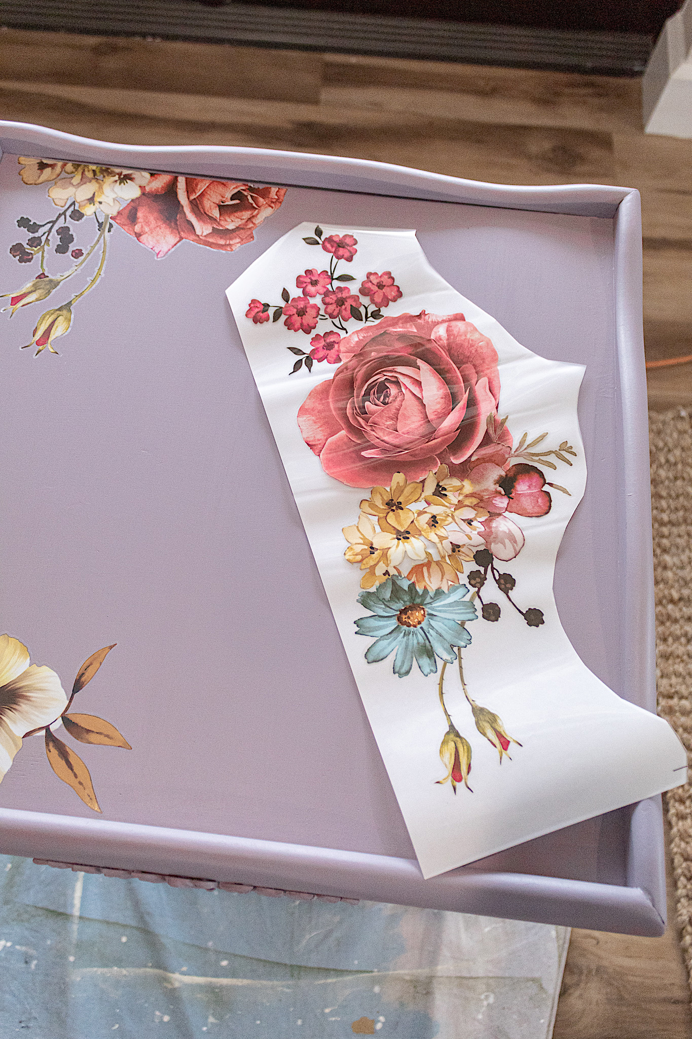 Little Lavender Table-Applying Furniture Transfers – Nooks In Bloom